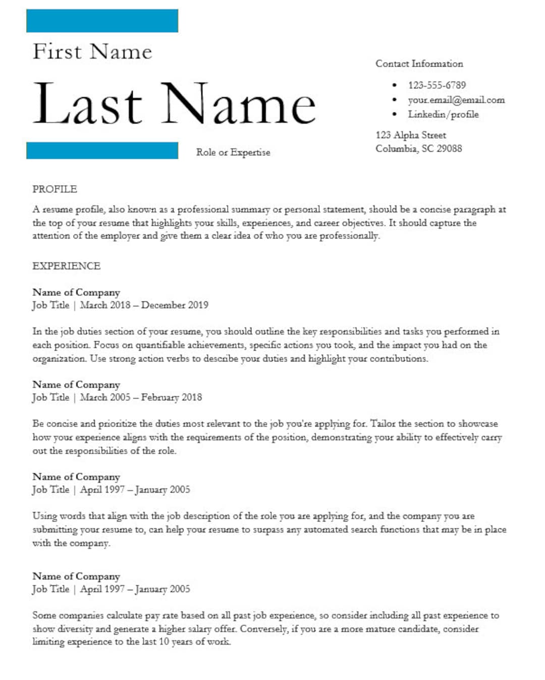 Simple Resume Template NEW - Etsy