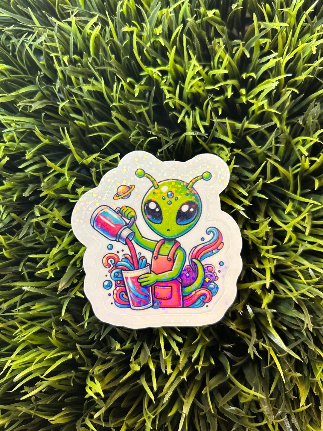 Cosmic Alien Barista, Out of This World Brew, Fantasy Sticker - Etsy
