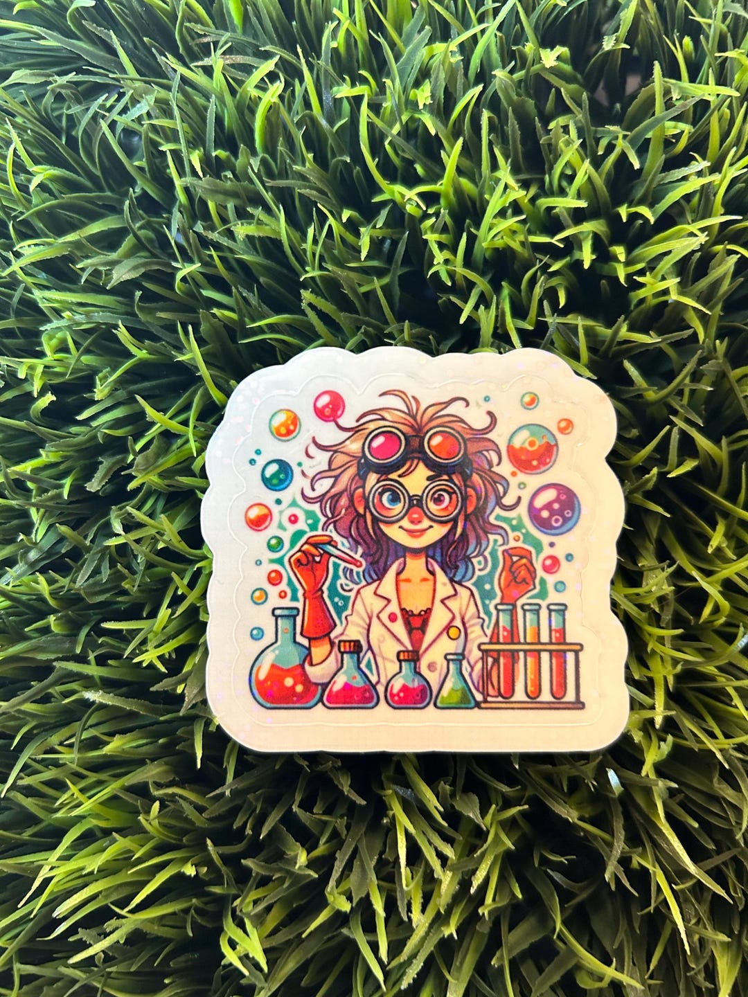 Mad Scientist Sticker: Bubbly Genius, Holographic Vinyl - Etsy