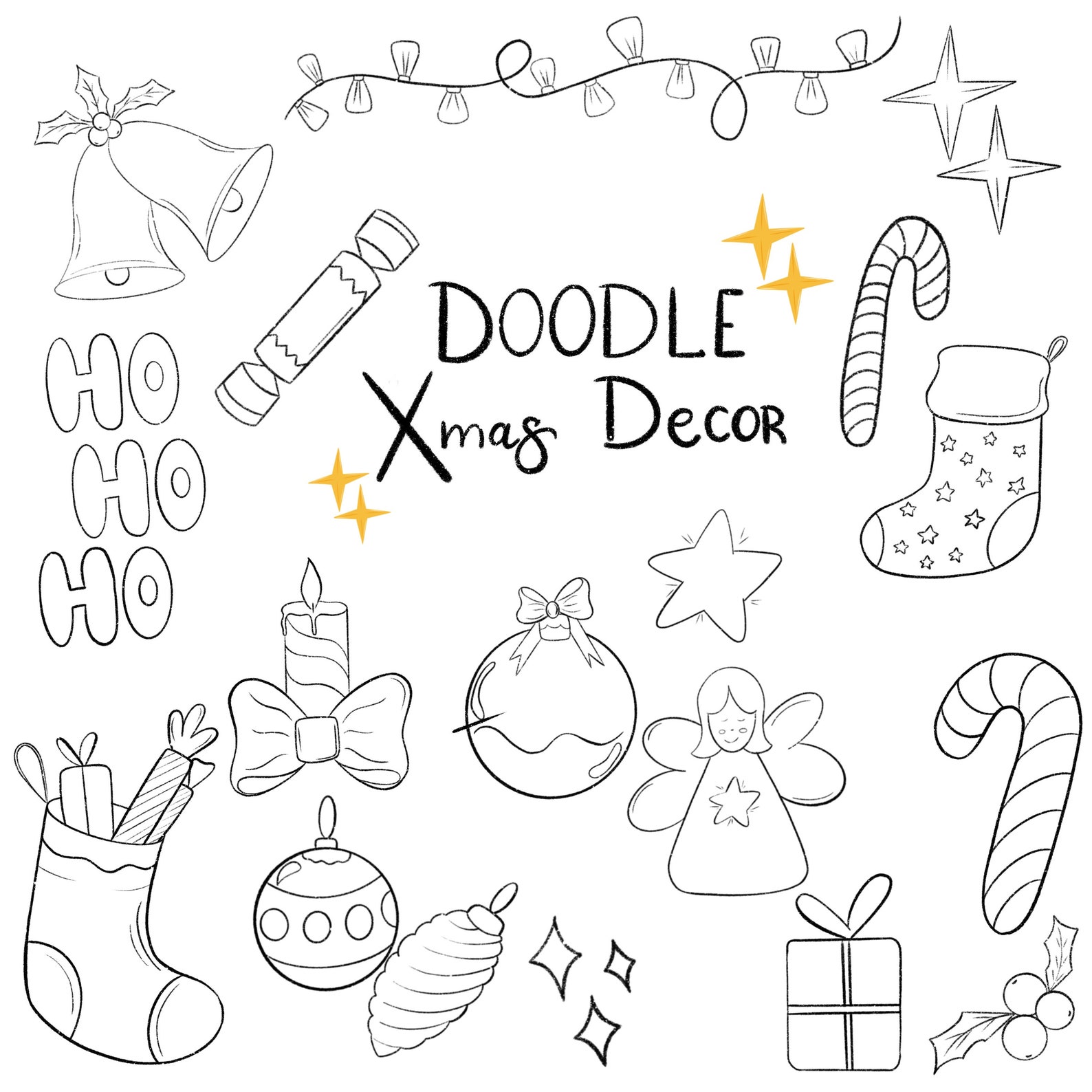 Christmas Doodles Clip Art - Etsy