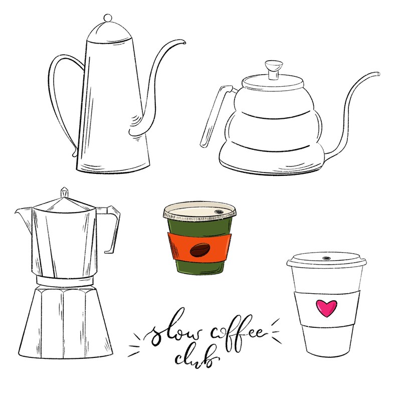 Slow Coffee Club Coloring Pages - Etsy