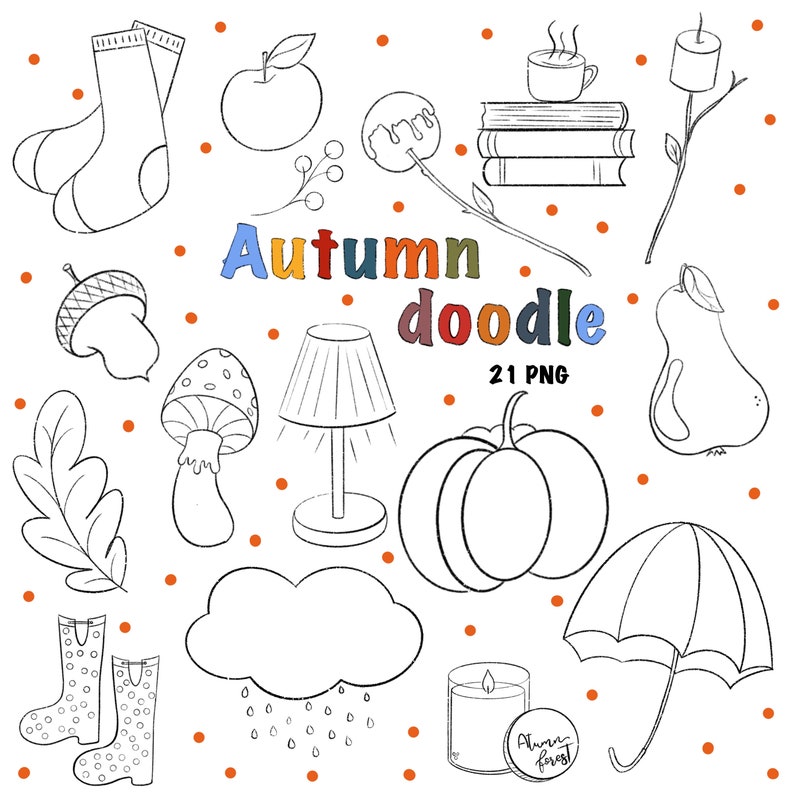 Autumn Doodles Clipart - Etsy