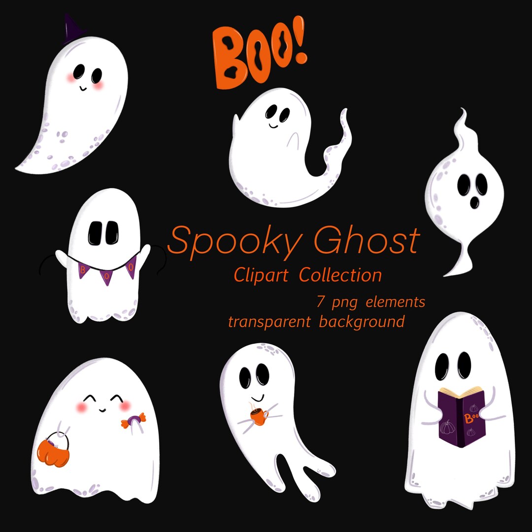 Spooky Ghost Clipart Collection - Etsy