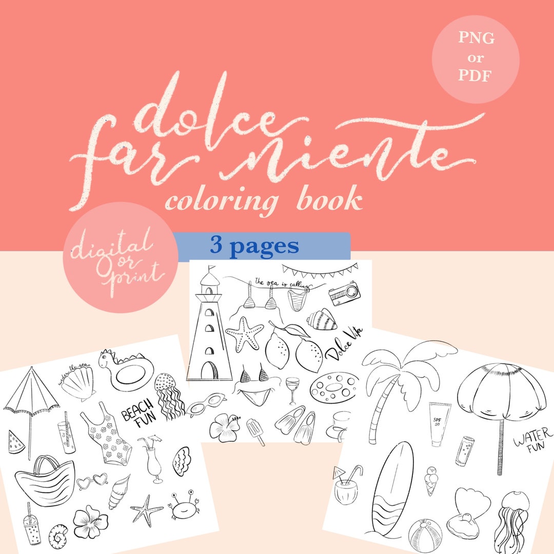 Summer Vibe Colouring Pages - Etsy