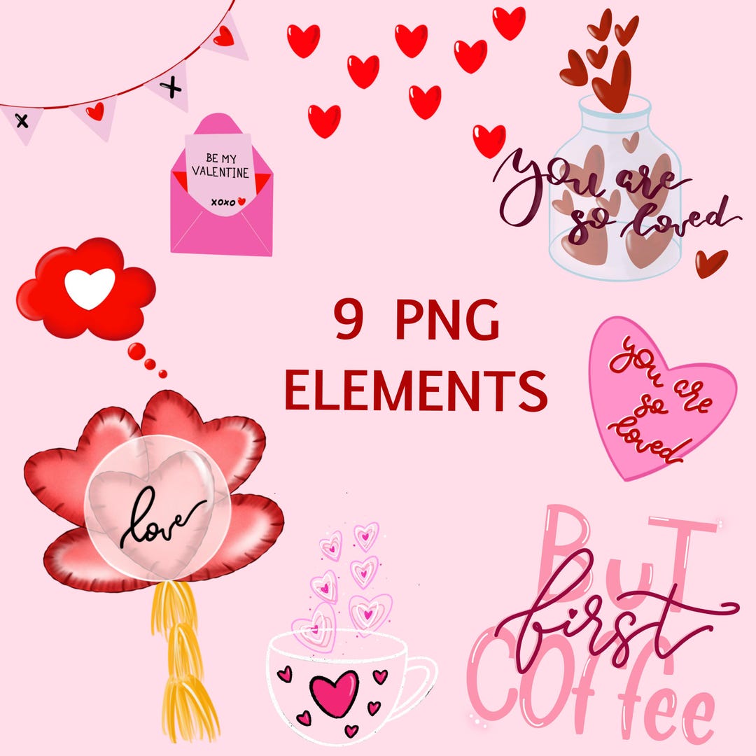 Valentine's Day Clipart Bundle: Romantic Hearts, Cupid Illustrations ...