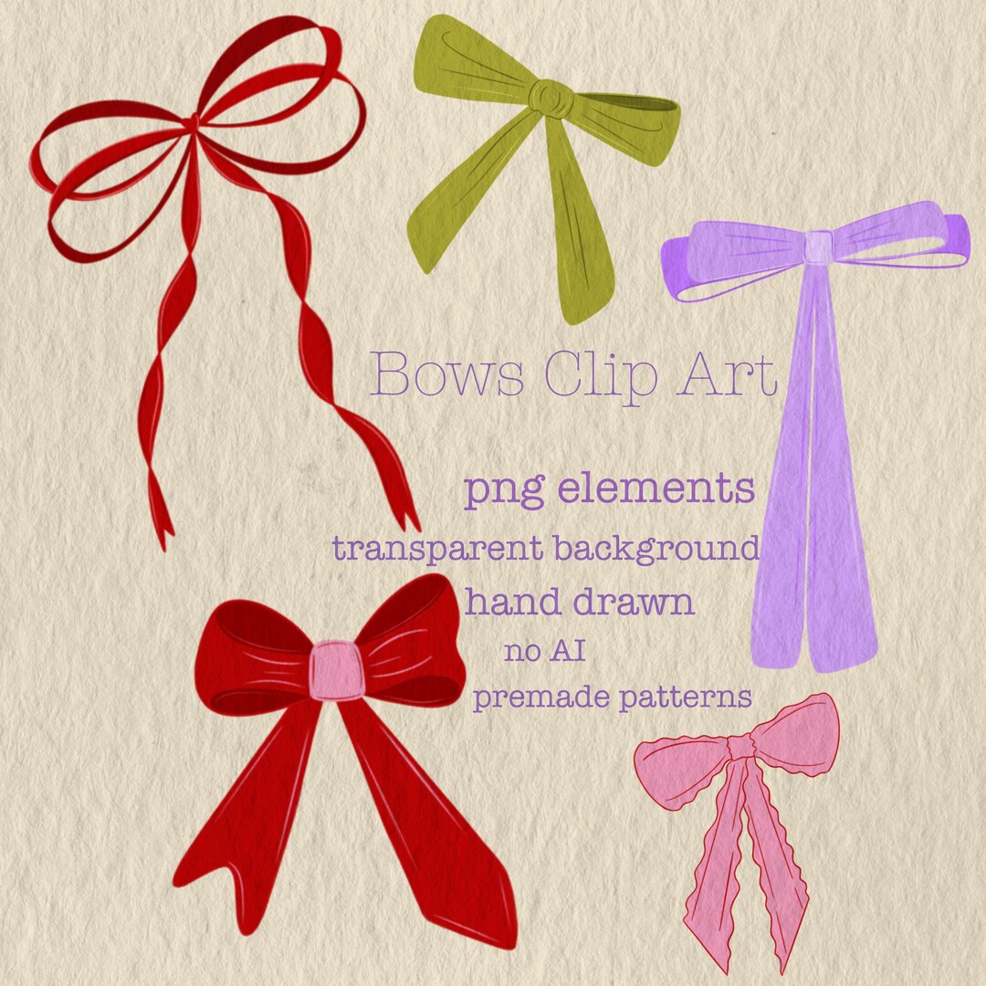 Rainbow Bow Clipart Bundle: Whimsical Ribbon Graphics (digital Download ...