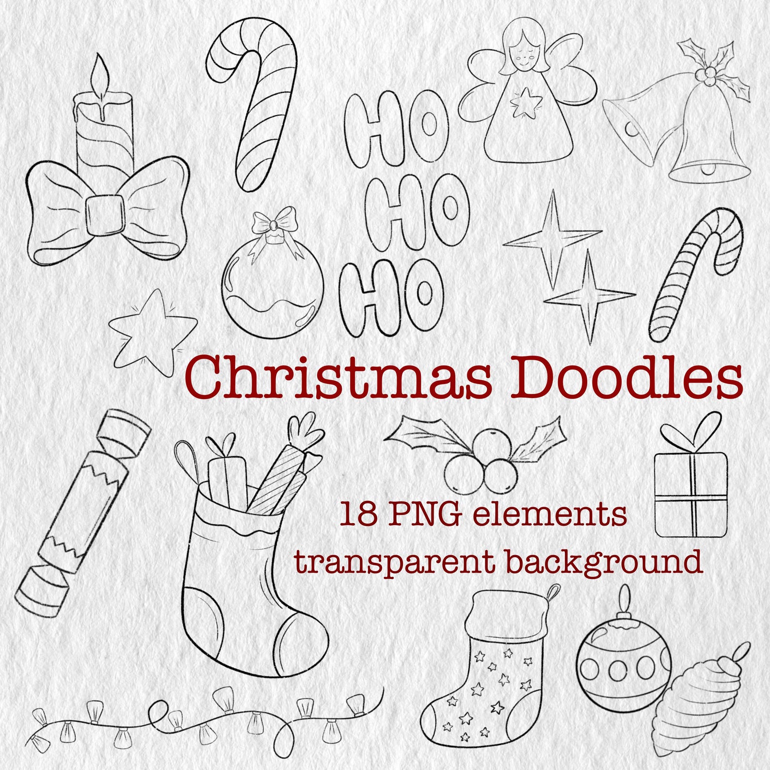 Holiday Doodles Clipart Bundle | Christmas Winter Digital Illustrations ...