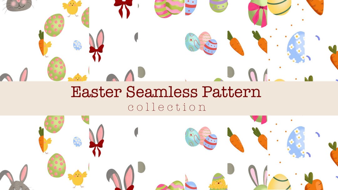 Easter Seamless Pattern Clip Art: 11 Patterns PNG & JPEG (digital ...