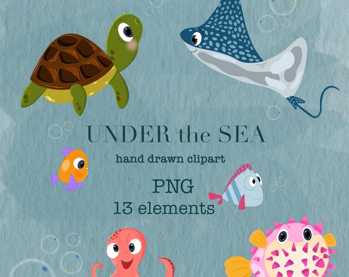 Sea Animals Clipart - Sea Animals NEUTRALS - Clip Art and Digital Paper ...