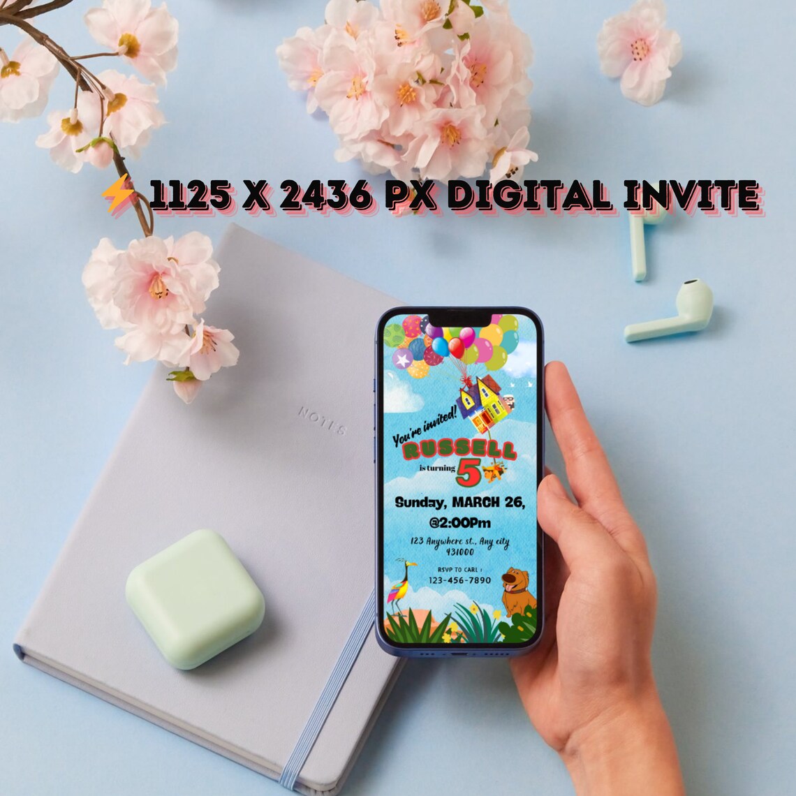 Up Inspired Russell Birthday Invitation & Mobile Evite Set - Instant ...