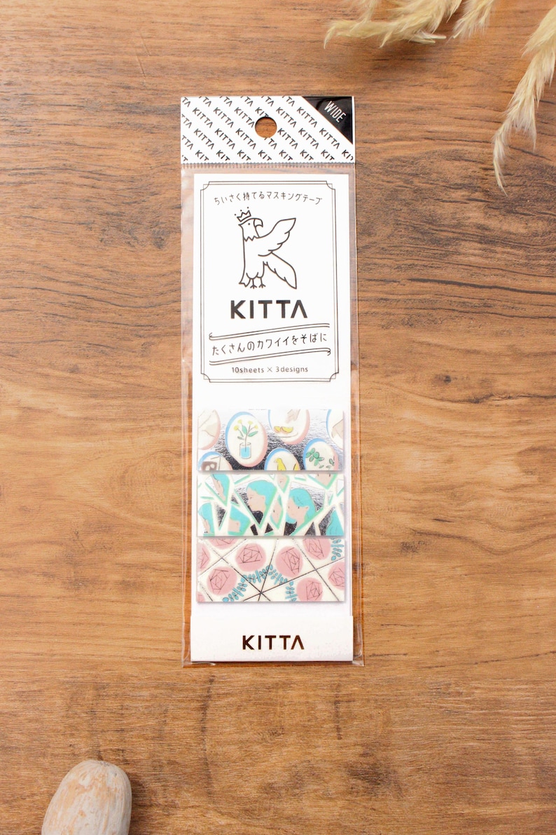 King Jim, Hitotoki, KITTA Pre-cut Washi Tape, 21mm 30 Sheets, Wide Mirror, Label Sticker ...