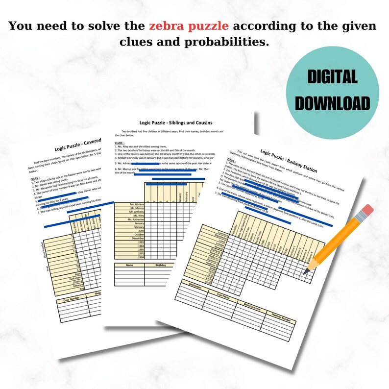 Zebra Puzzle | Logic Puzzle | Printable Puzzles | Pen & Paper Games ...