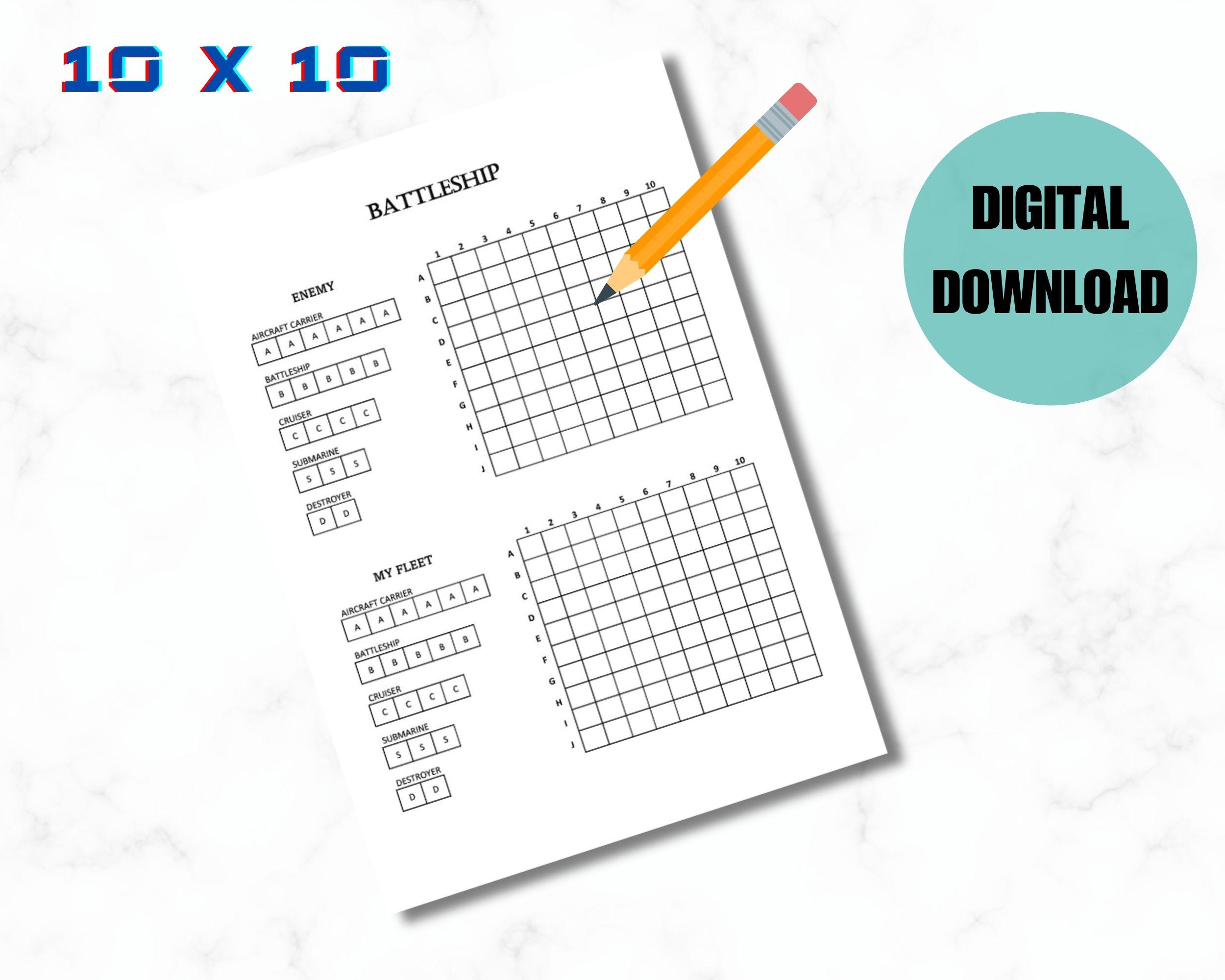 Printable Battleship Game | School and Classroom Game | Pen & Paper ...