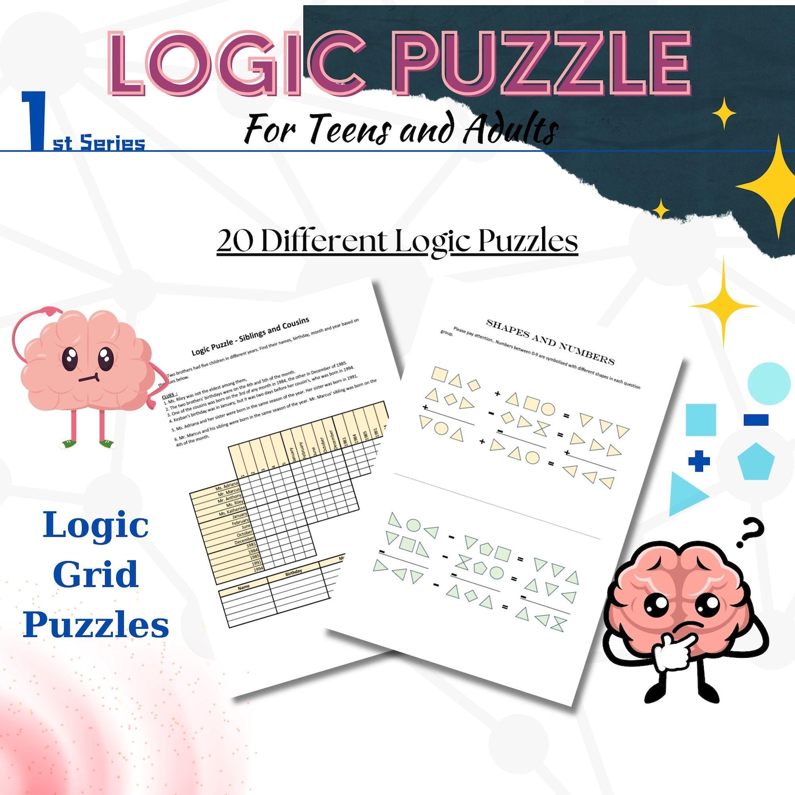 Printable Logic Grid Puzzles: Brain Teaser Game (digital Download A4 ...