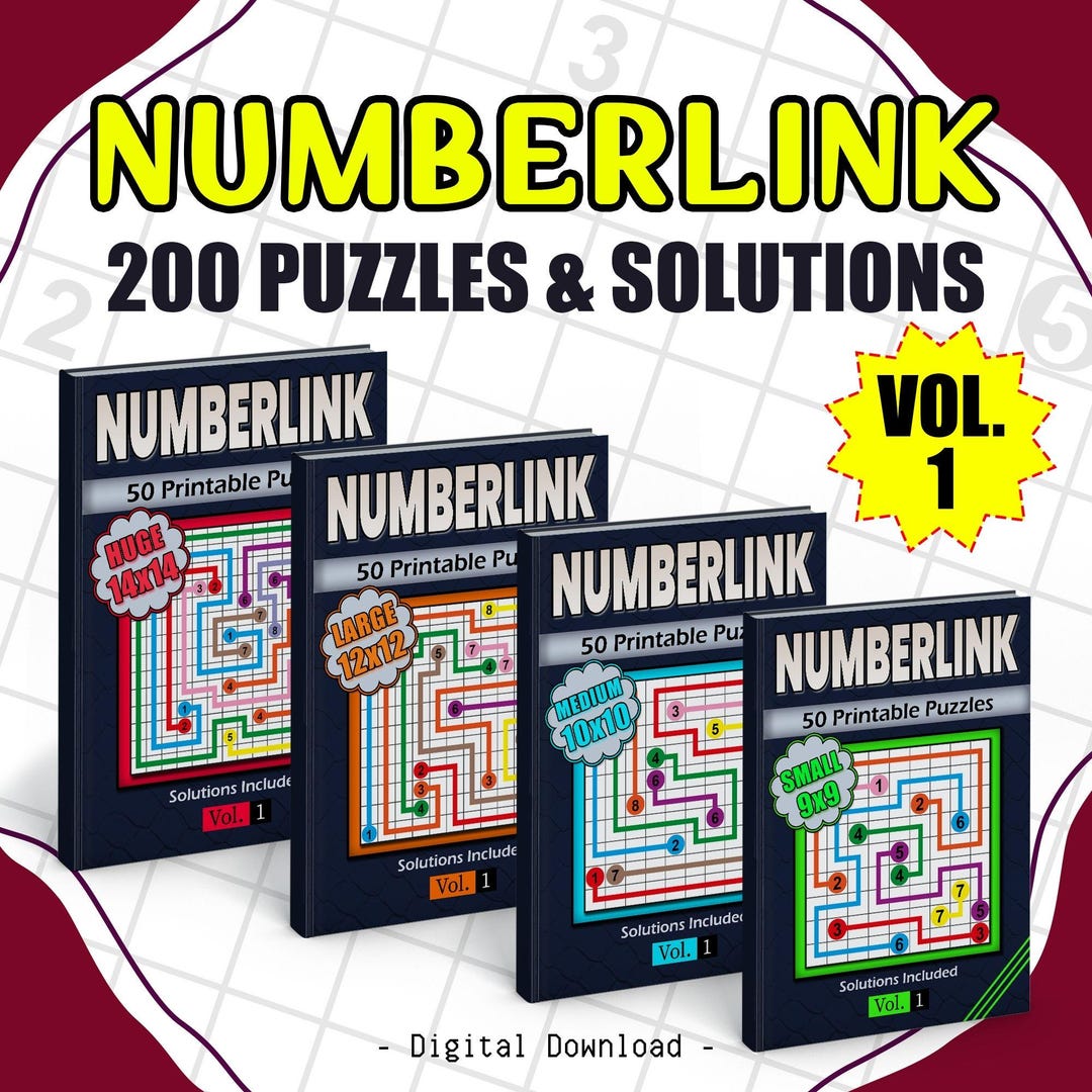 Printable Numberlink Puzzles: Brain Teaser Game (digital Download A4 ...