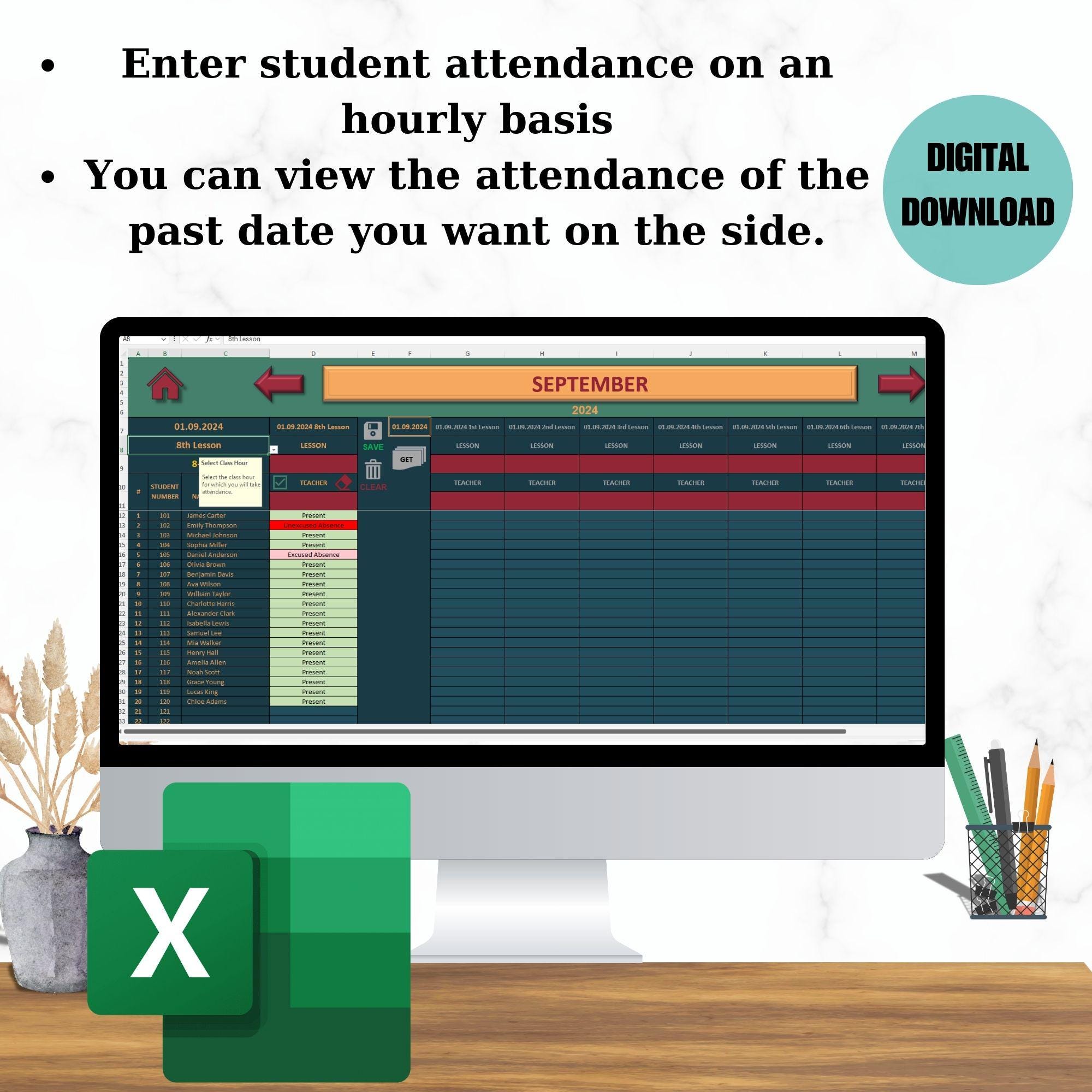 Daily Attendance Tracker | Student Tracker | Attendance Tracker ...