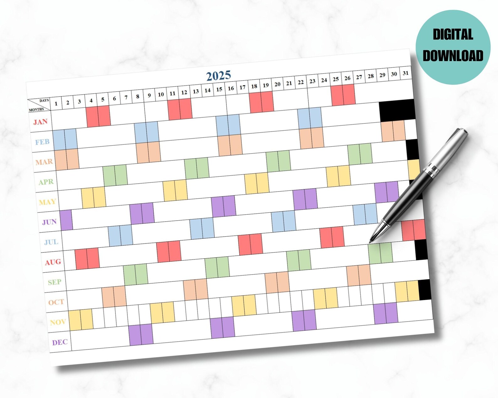 Year Planner | 2024-2025 Year Calendar | Year Planner for Desktop ...