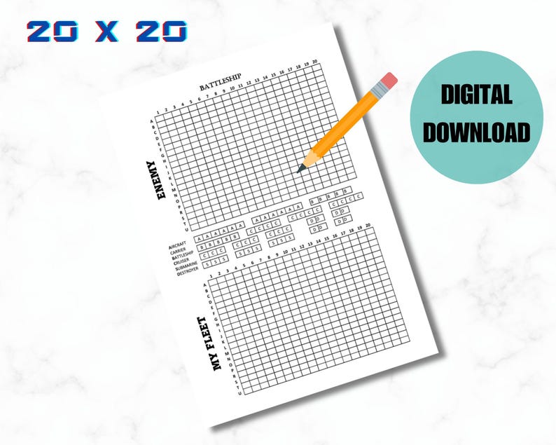Printable Battleship Game School and Classroom Game Pen & Paper Games ...
