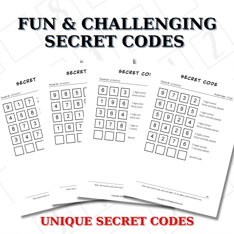Printable Secret Code Puzzles: Brain Teaser Game (digital Download A4 ...