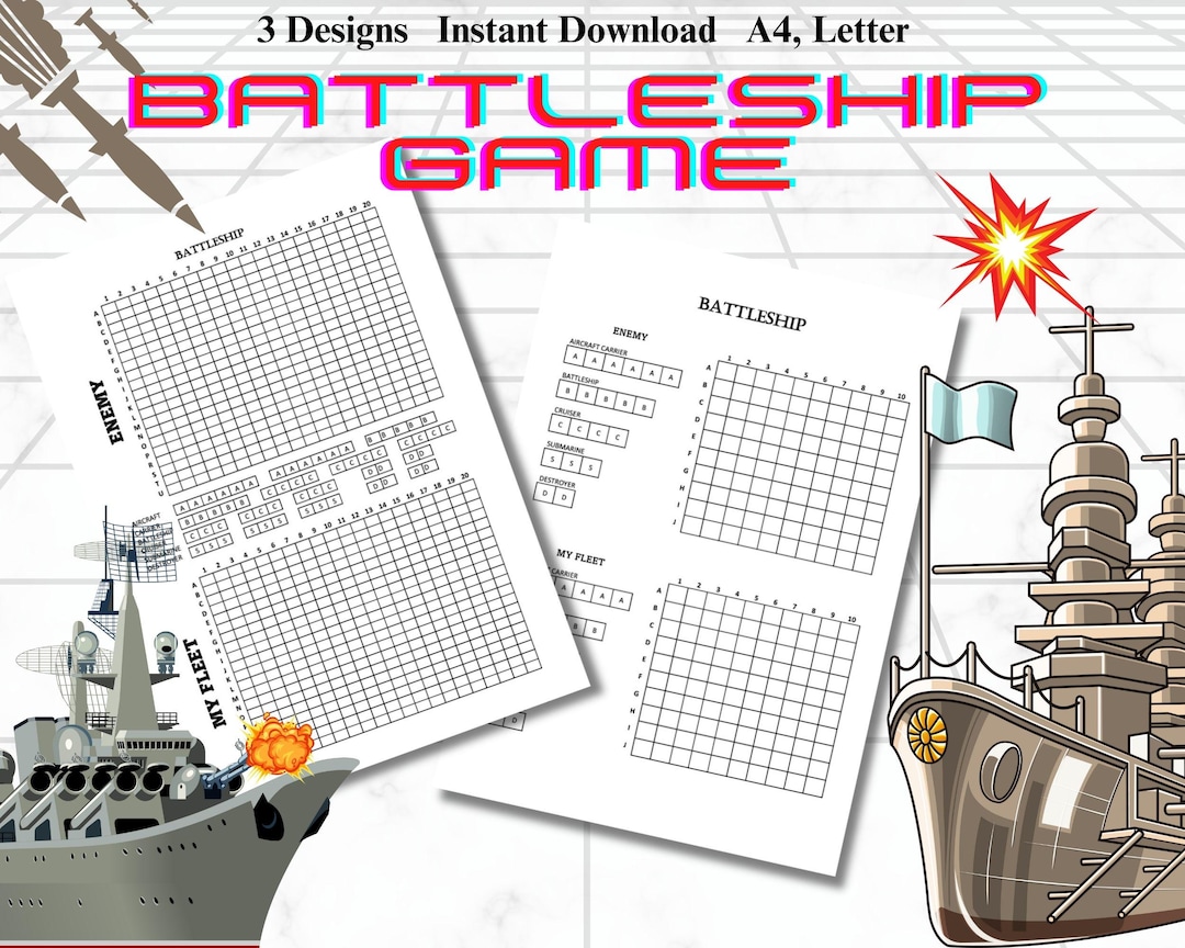 Printable Battleship Game | School and Classroom Game | Pen & Paper Games | Small Game ...
