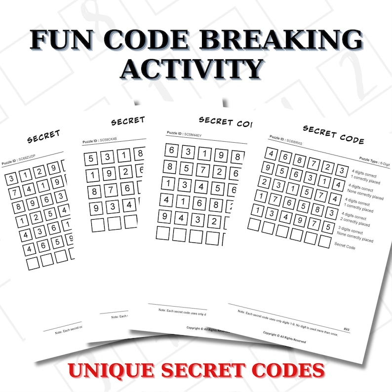 Printable Secret Code Puzzles: Brain Teaser Game (digital Download A4 ...