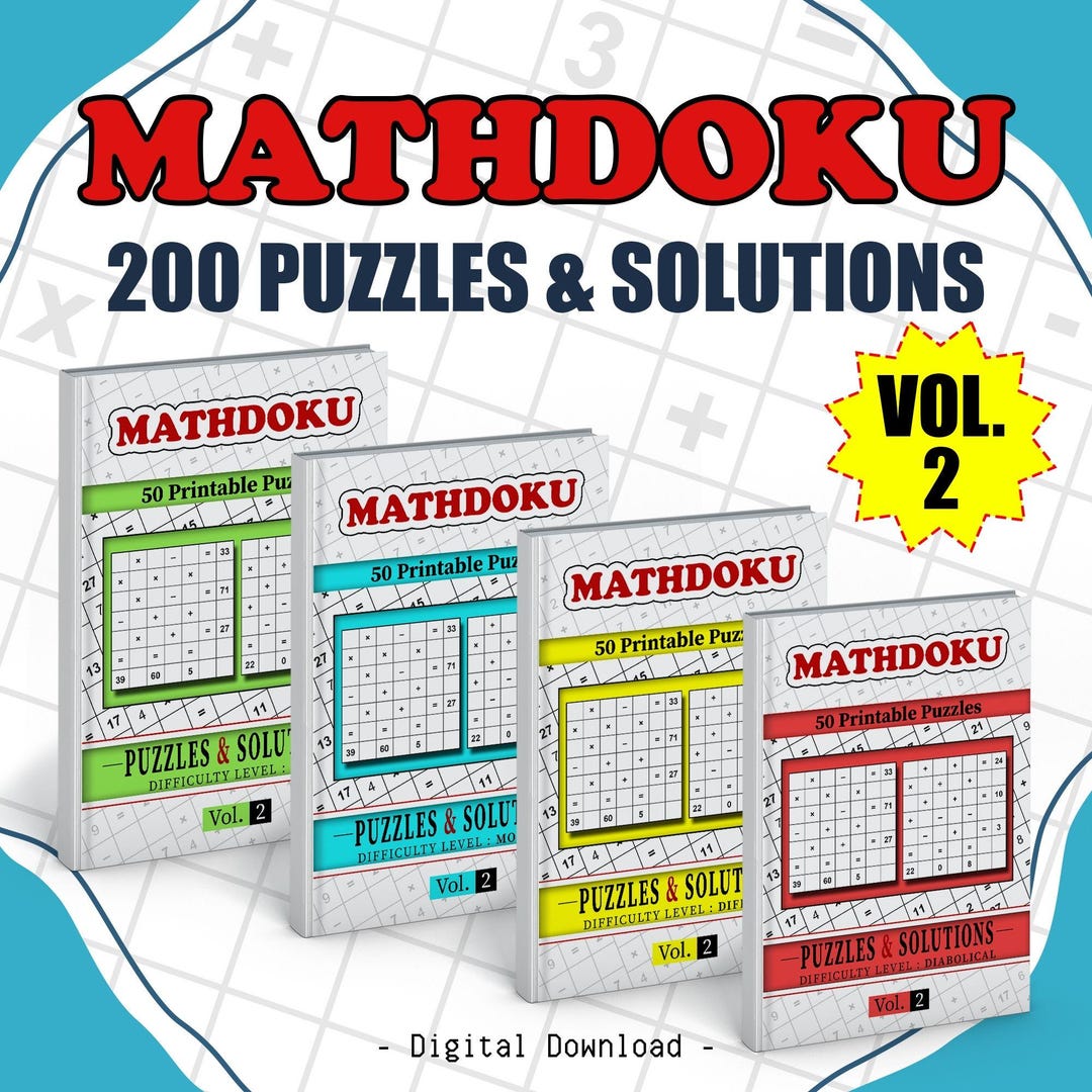 Mathdoku Puzzle Book: 200 Logic & Math Puzzles With Solutions (digital ...