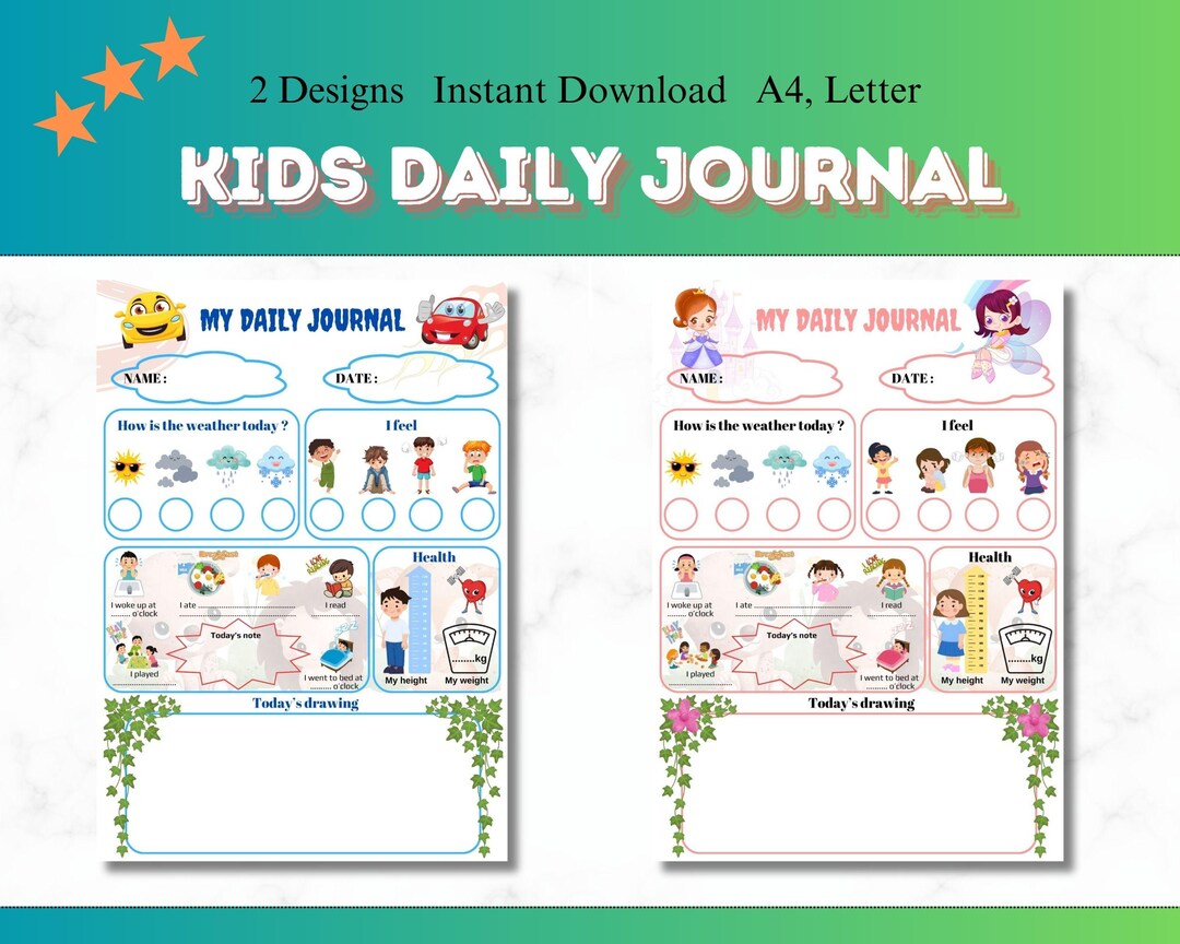 Kids Daily Journal Printable I Journal for Kids I Diary for Children I ...