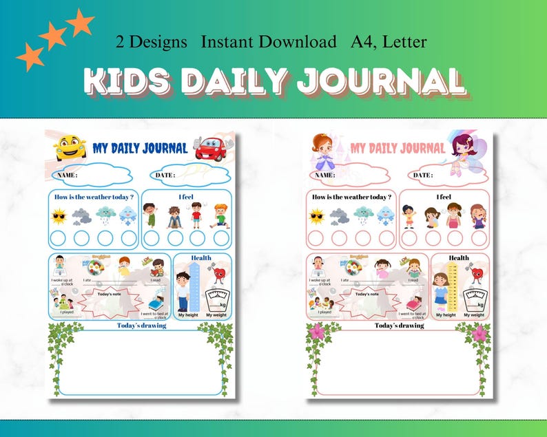 Kids Daily Journal Printable I Journal for Kids I Diary for Children I ...