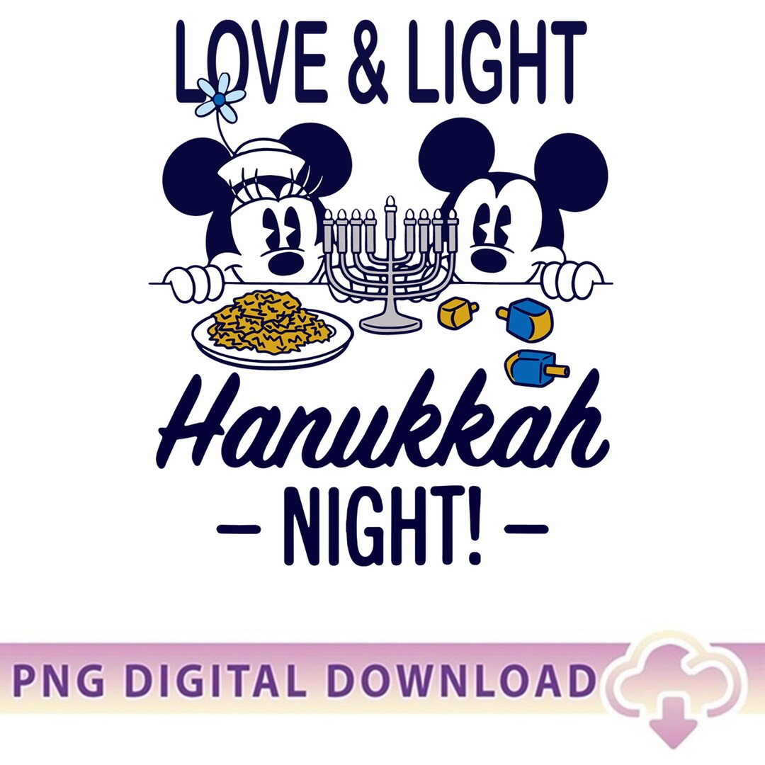 Mickey and Minnie Happy Hanukkah PNG, Love and Light Hanukkah Night ...