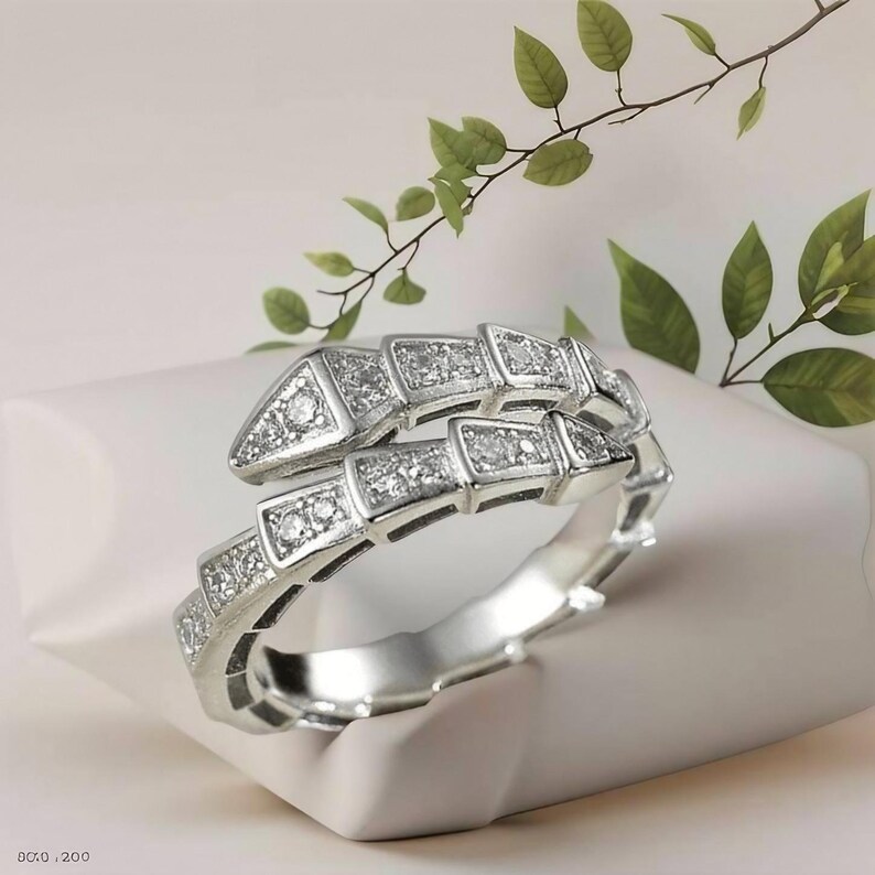 Luxury Crystal Snake Shape Ring Exquisite Shiny Adjustable Jewelry ...