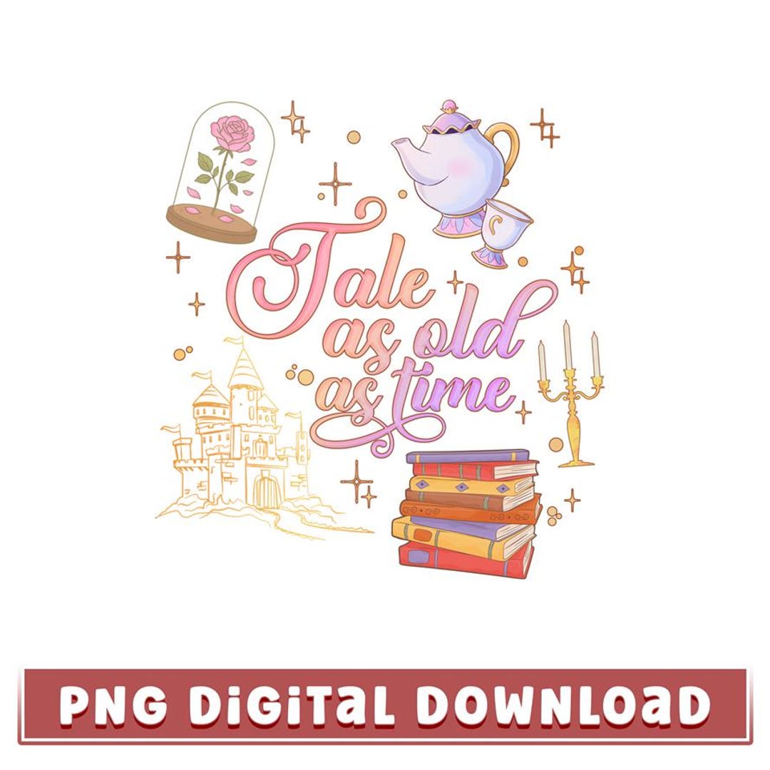Belle Princess Tale as Old as Time PNG, Belle's Book Club, Beauty and ...