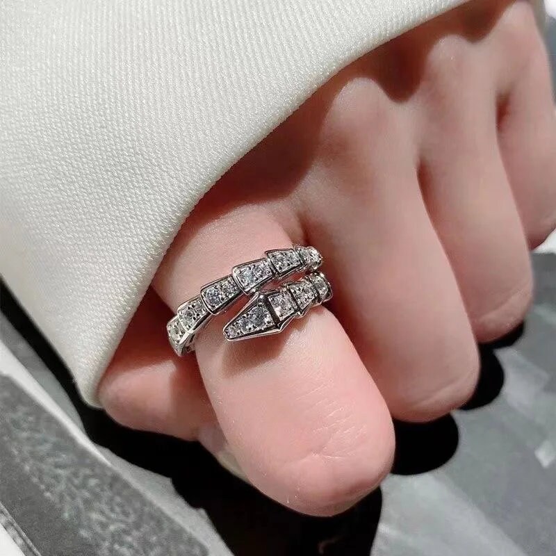 Luxury Crystal Snake Shape Ring Exquisite Shiny Adjustable Jewelry ...
