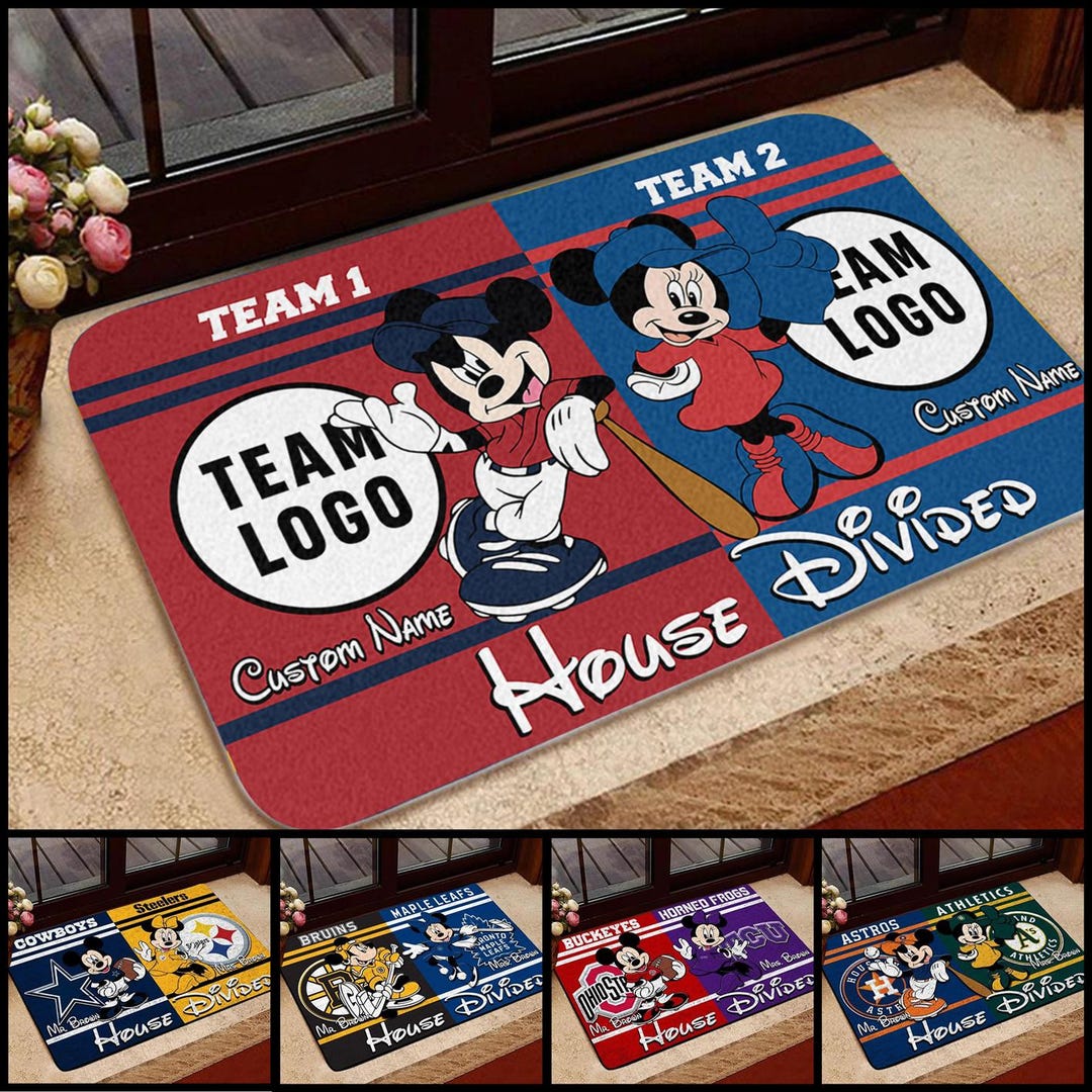 Personalized Mickey and Minnie House Divided Doormat, Gift for ...