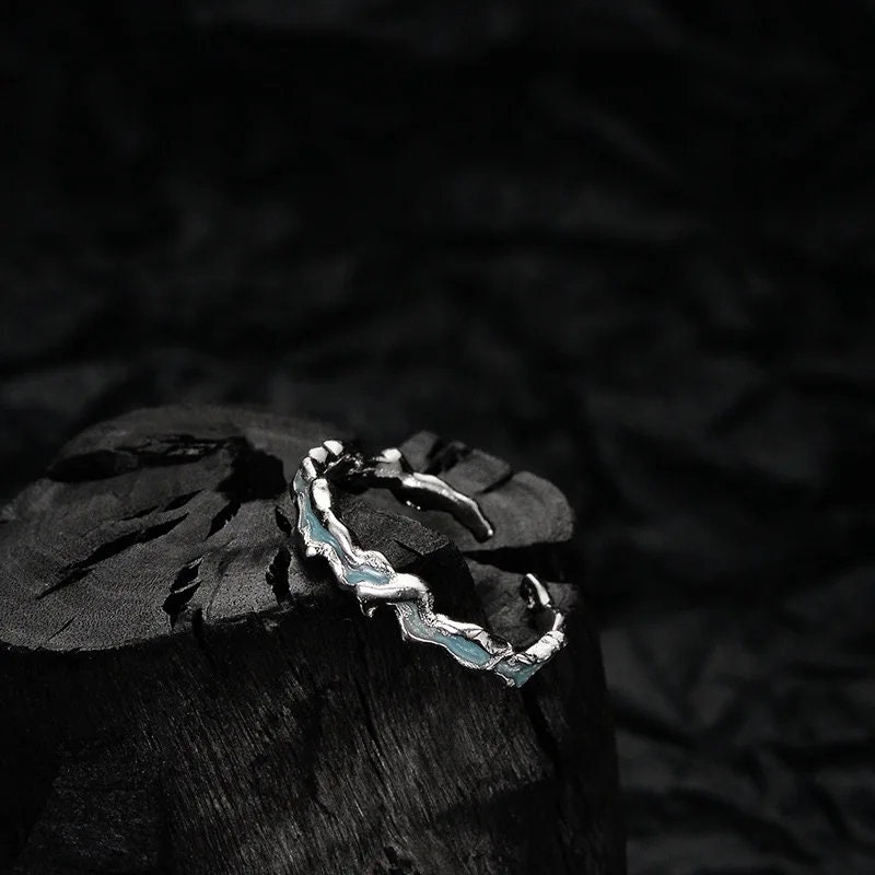 Fashion Personalized Silver Blue Ocean Rings Adjustable Jewelry Gift - Etsy