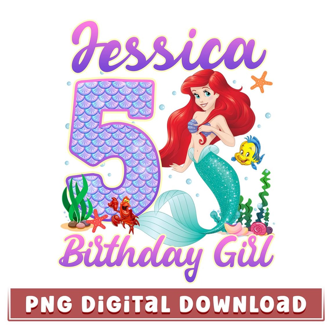 Little Mermaid Ariel Birthday PNG, Princess Ariel Birthday Png, Ariel ...