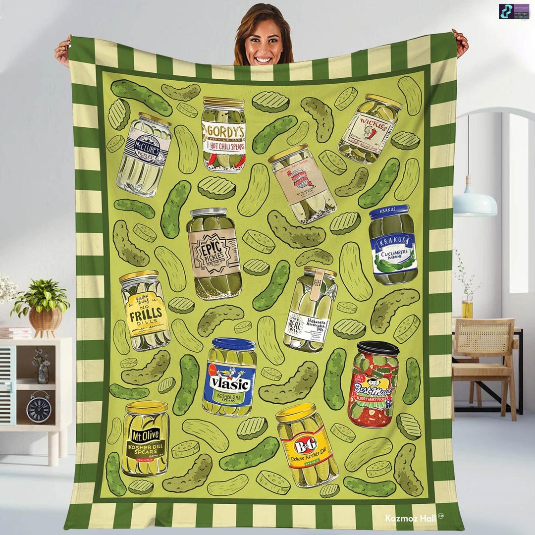 Canned Pickles Fleece Blanket, Pickle Lover Blanket, Pickle Jar Throw ...