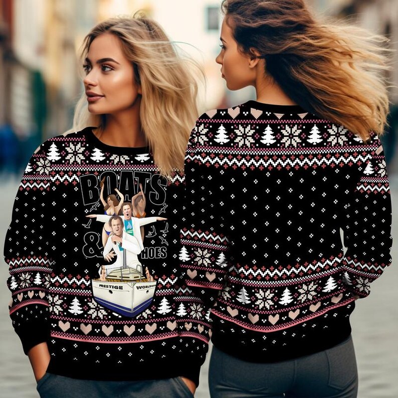 Step Brothers Boats N Hoes Ugly Christmas Sweater Brennan Huff Dale ...