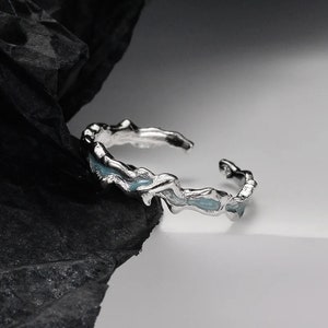 Fashion Personalized Silver Blue Ocean Rings Adjustable Jewelry Gift - Etsy