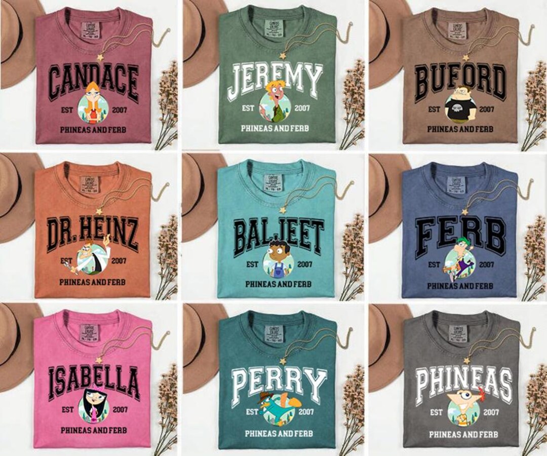 Comfort Colors Phineas and Ferb Characters Shirt, Phineas and Ferb ...