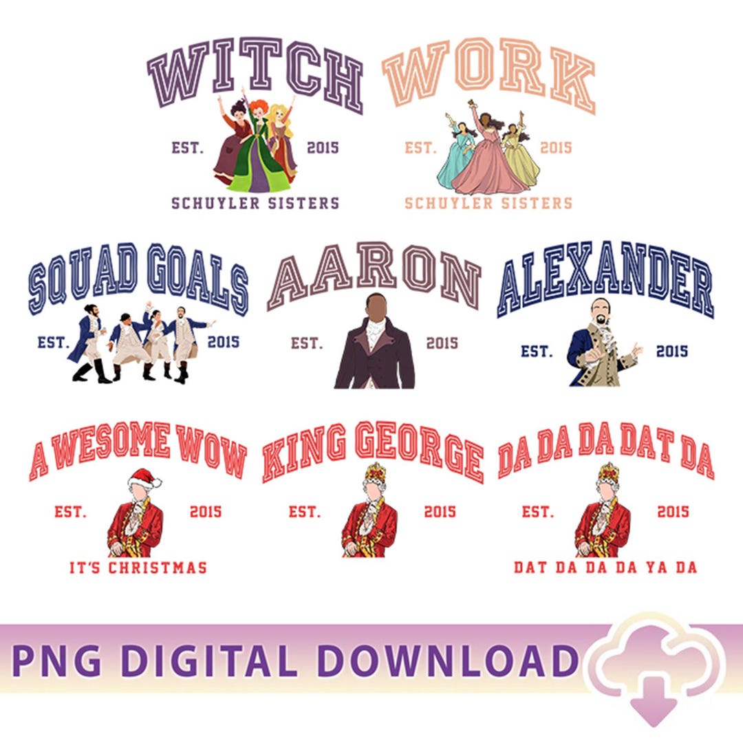 Hamilton Musical Matching PNG Bundle, Revolutionary Theater Character ...