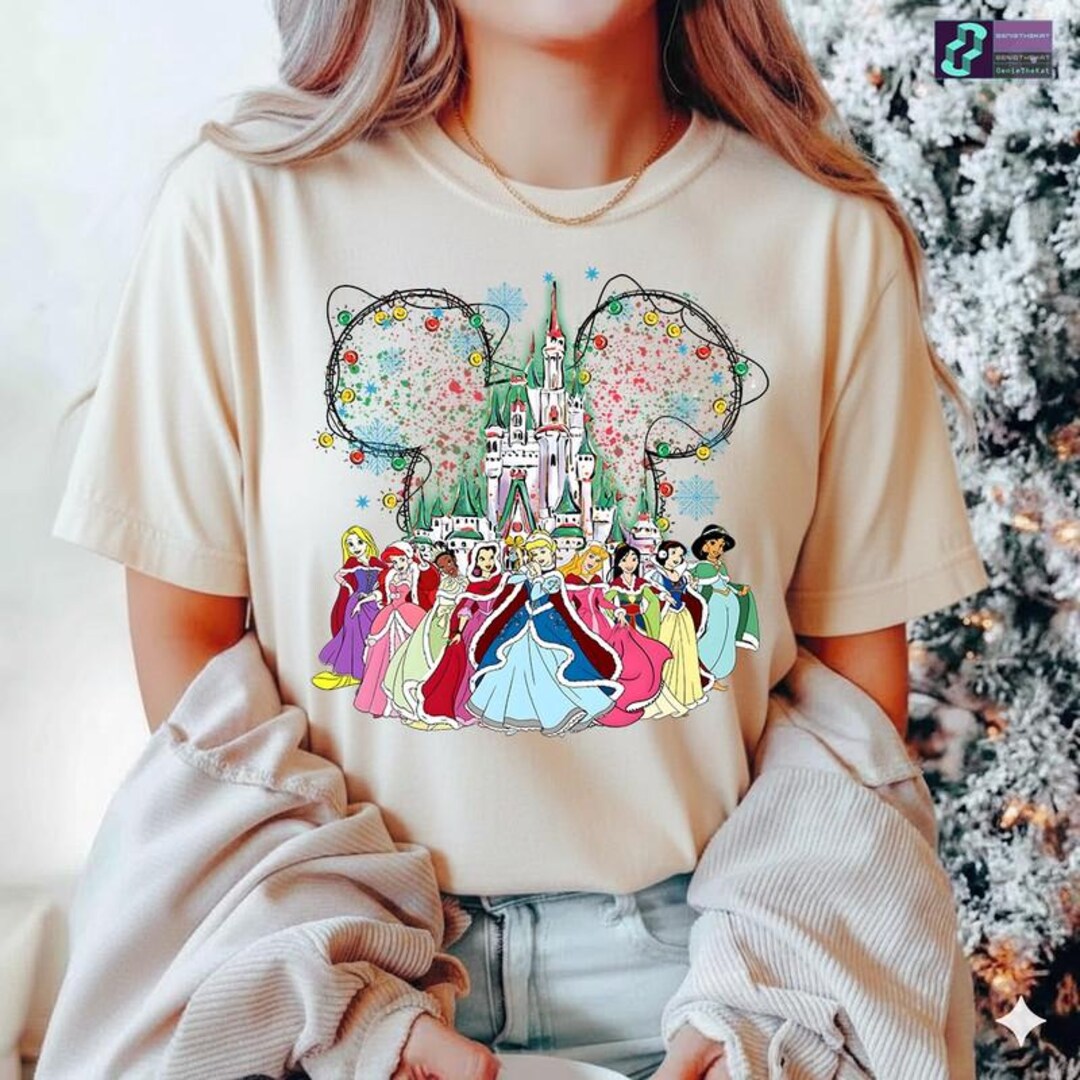 Disneyland Princess Christmas Comfort Colors Shirt, Disneyland ...