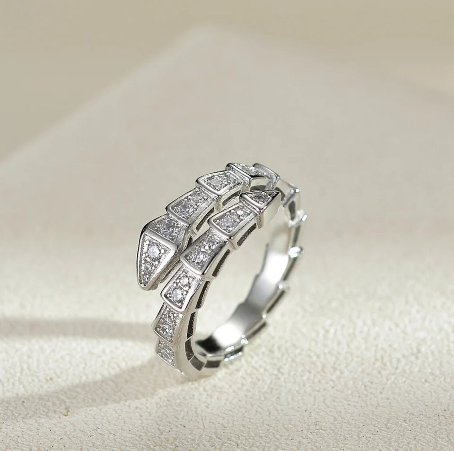 Luxury Crystal Snake Shape Ring Exquisite Shiny Adjustable Jewelry ...