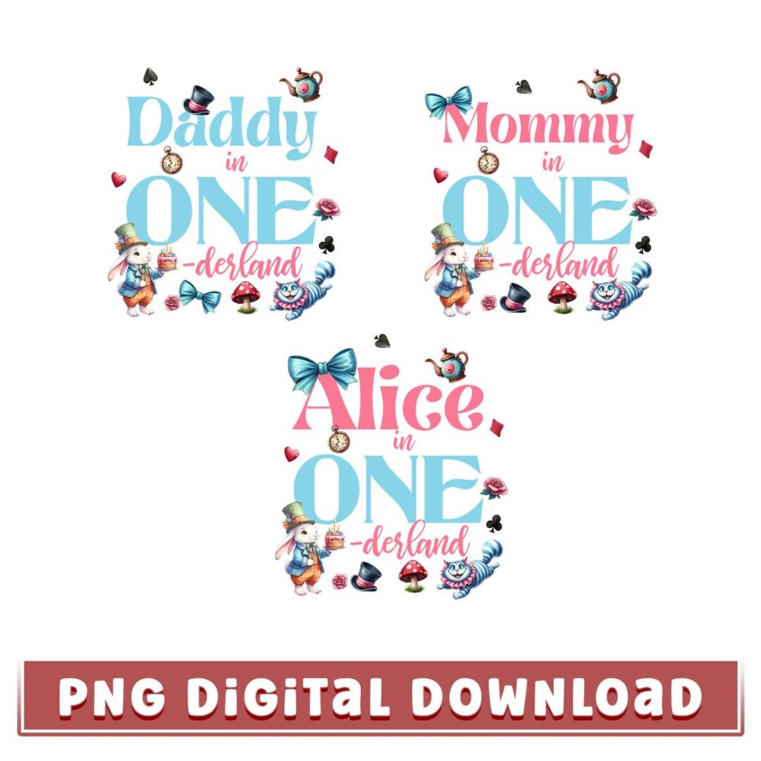 Alice in Wonderland Mad Hatter PNG Bundle, Alice in Onederland Birthday ...