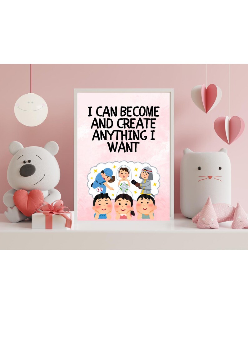 Affirmation Posters for Children Set of 3, Girl Room Pink Poster ...