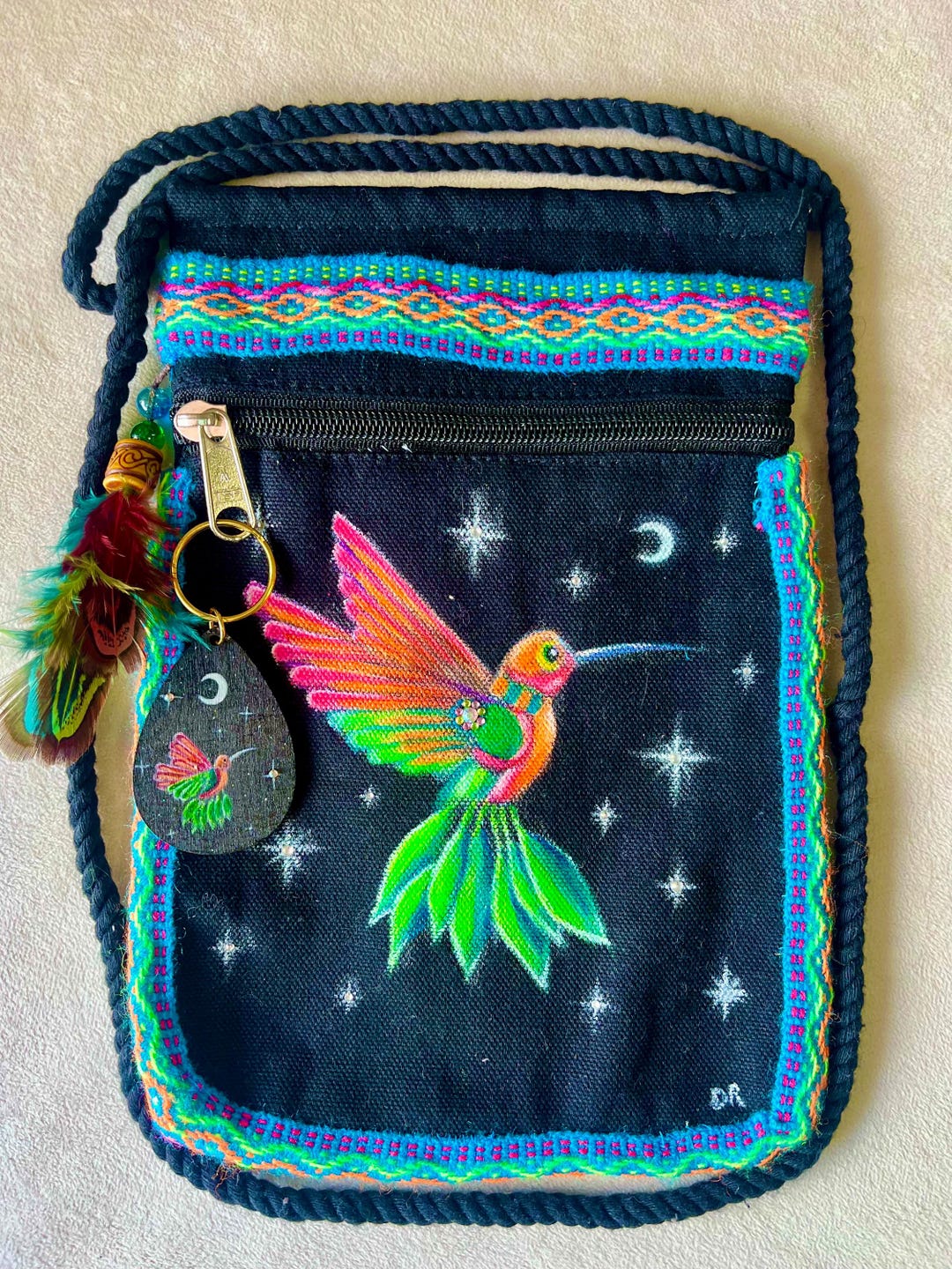 Hand-painted Hummingbird Bag, Chakana Folk Art Purse - Etsy