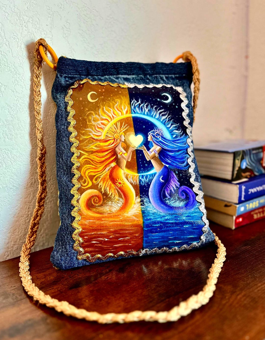 Hand-painted Mermaids Artisan Purse, Sun and Moon Design - Etsy