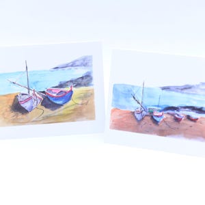Boats Watercolor Painting - Folded Card - Blank Inside - Lighthouse ...