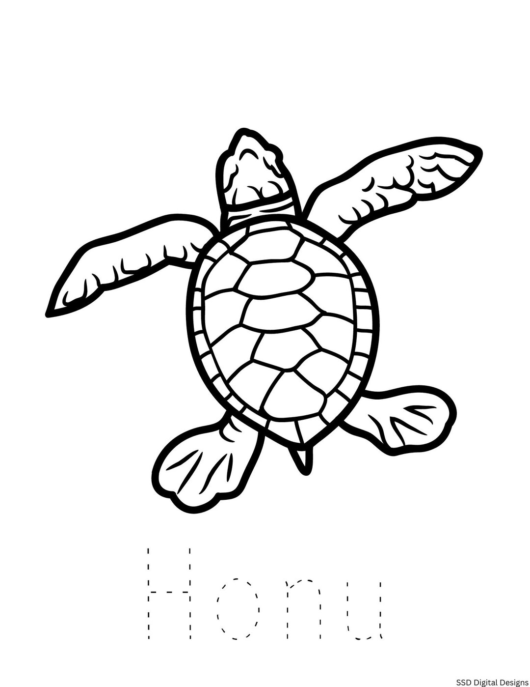 Sea Turtle Coloring Page, Honu Coloring Page, Honu, Hawaiian Coloring ...