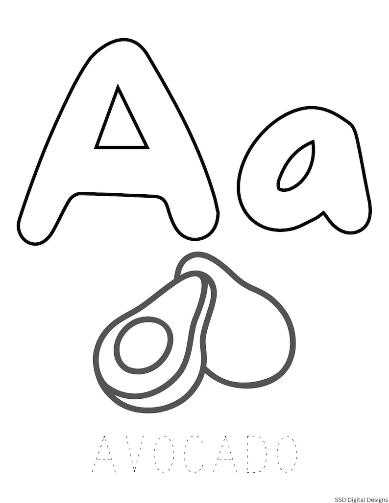 A for Avocado Coloring Page, Preschool, Prek, Prekindergarten, Letters ...