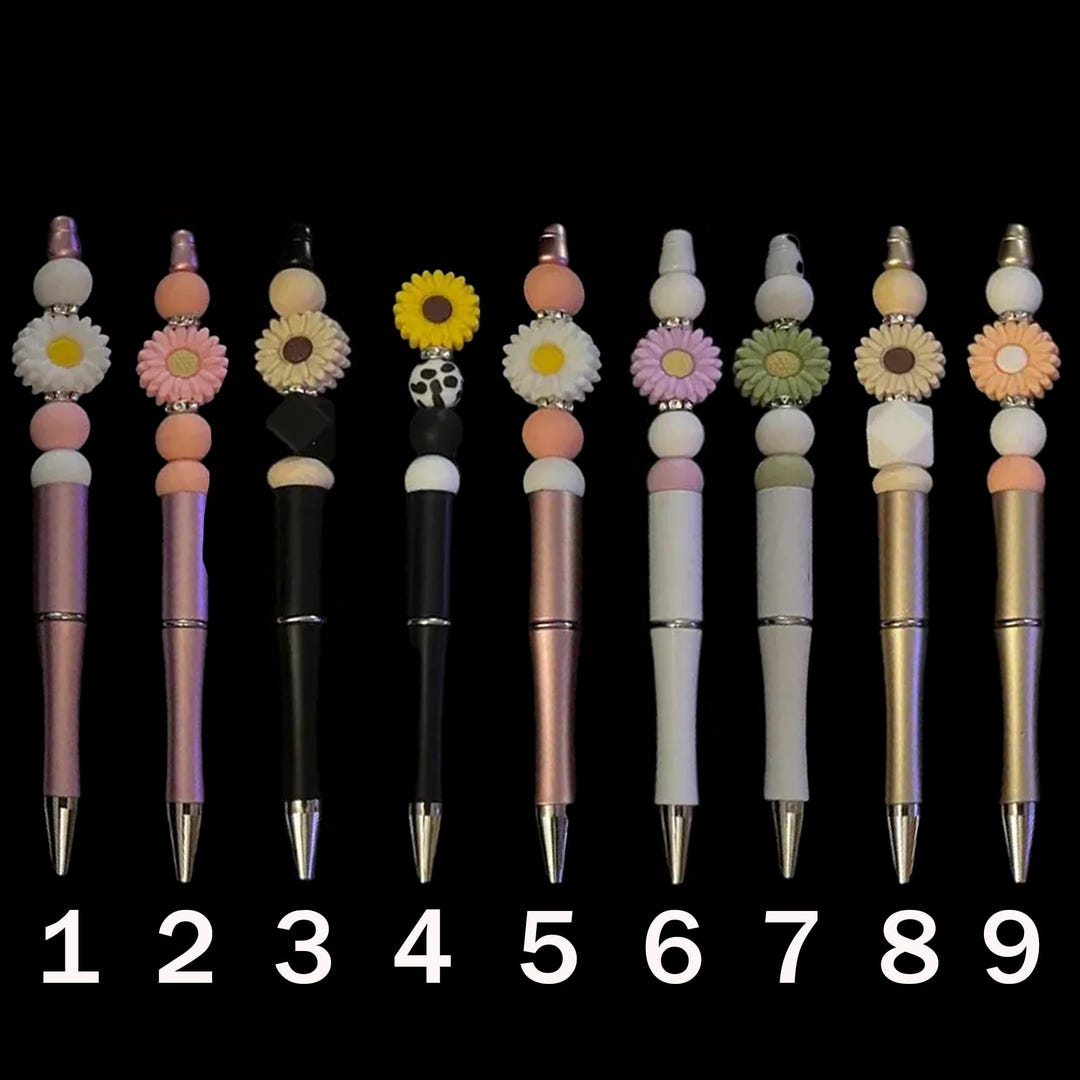 Handmade Beaded Ballpoint Pen With Elegant Flower Charms – Unique ...